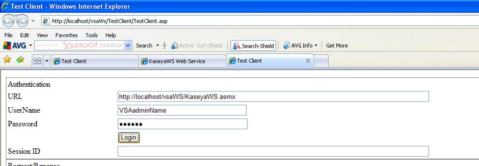 VSA API Web Service Sample Client ASP Page